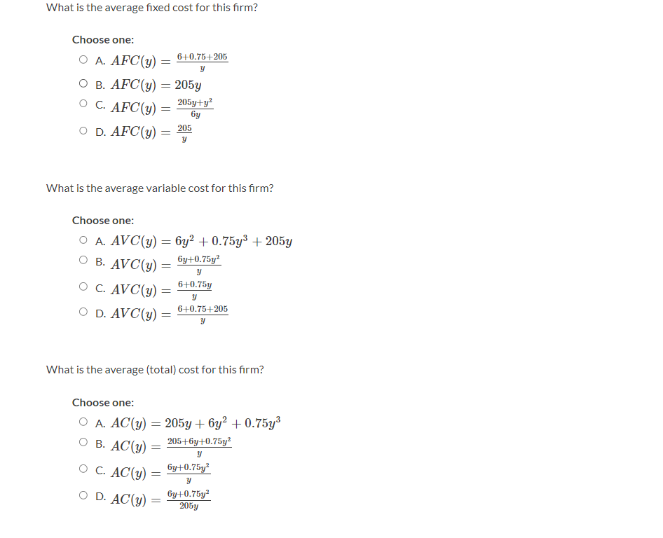 A firm has a total cost function given by | Chegg.com