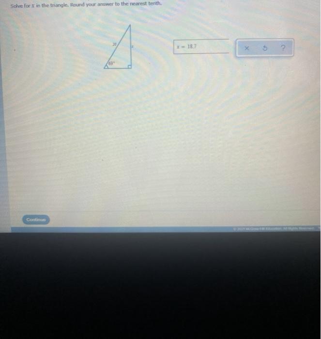 Solved Solve for x in the triangle. Round your answer to the | Chegg.com