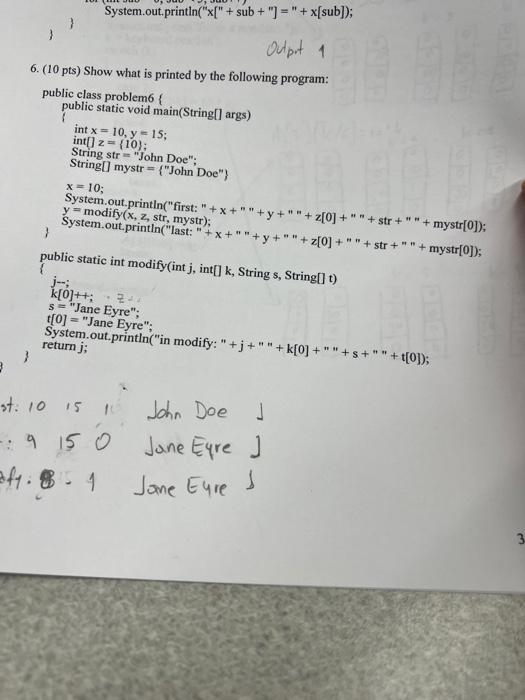 Solved \} System.out.println("x[" + sub +"]="+x[ sub ]); | Chegg.com