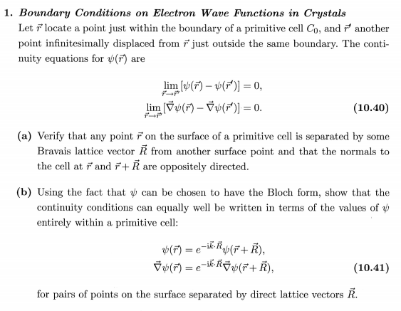Solved 1. Boundary Conditions on Electron Wave Functions in | Chegg.com