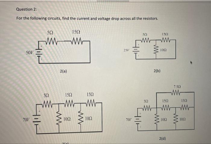 Solved For the following circuits, find the current and | Chegg.com