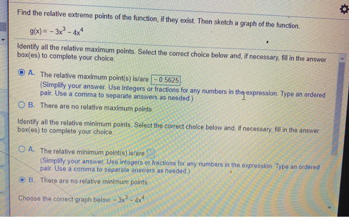 Solved Find the relative extreme points of the function, if | Chegg.com