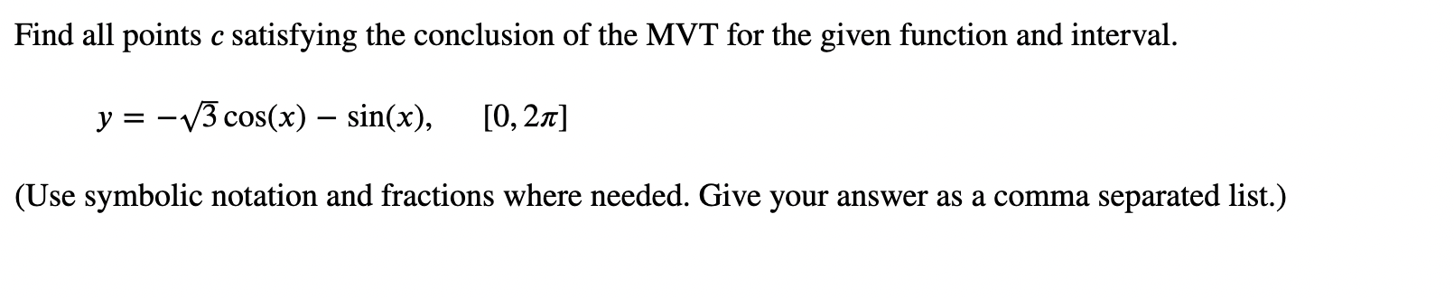 Solved Find all points c ﻿satisfying the conclusion of the | Chegg.com
