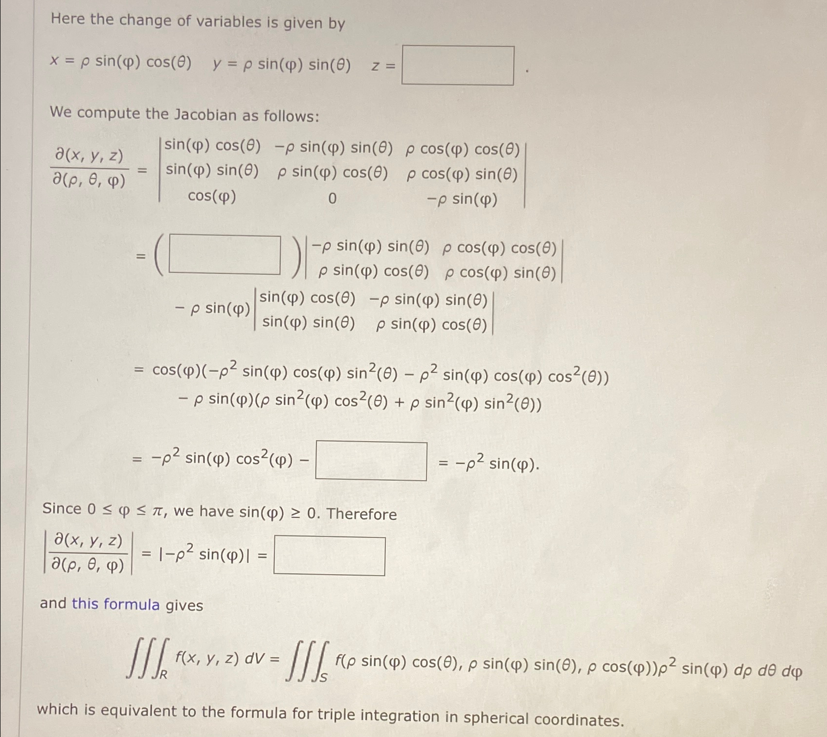 Solved Here the change of variables is given | Chegg.com