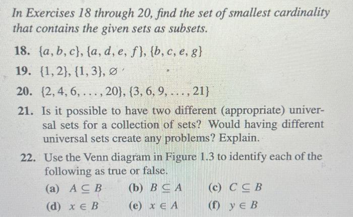 Solved In Exercises 18 Through 20 Find The Set Of Smallest 