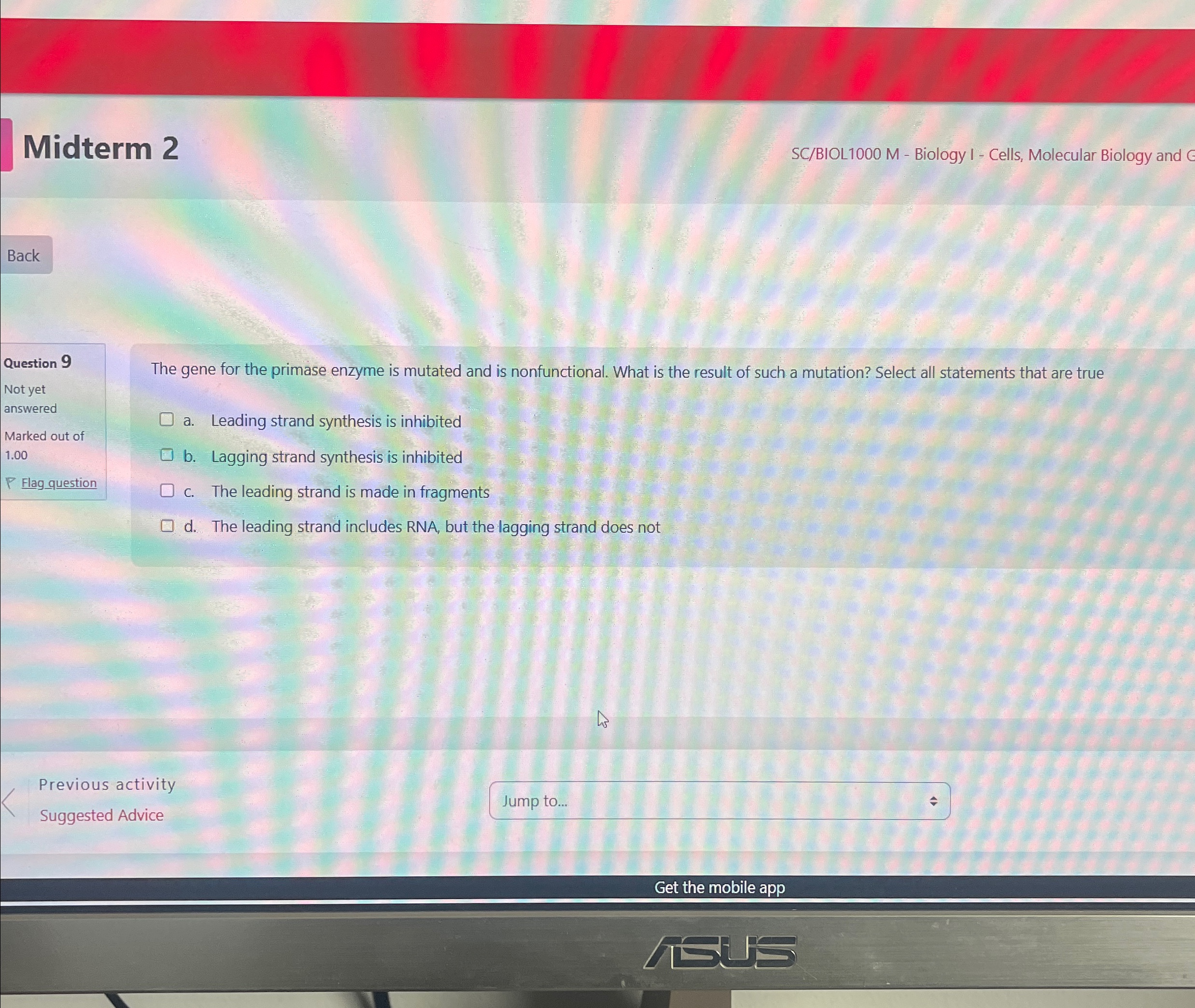 Solved Midterm 2SC/BIOL1000 ﻿M - ﻿Biology I - ﻿Cells, | Chegg.com