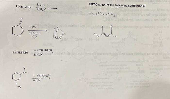 Solved PhCH,MgBr PhCH,MgBr Br 1. CO₂ bude 2. H3O* 1. PrLi | Chegg.com