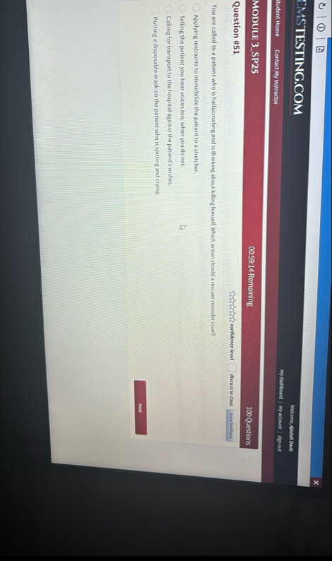 Solved EMSTESTING.COMWelcome, Apalet Dowttudent HomeContact | Chegg.com