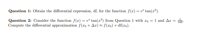 Solved Question 1: Obtain the differential expression, df, | Chegg.com