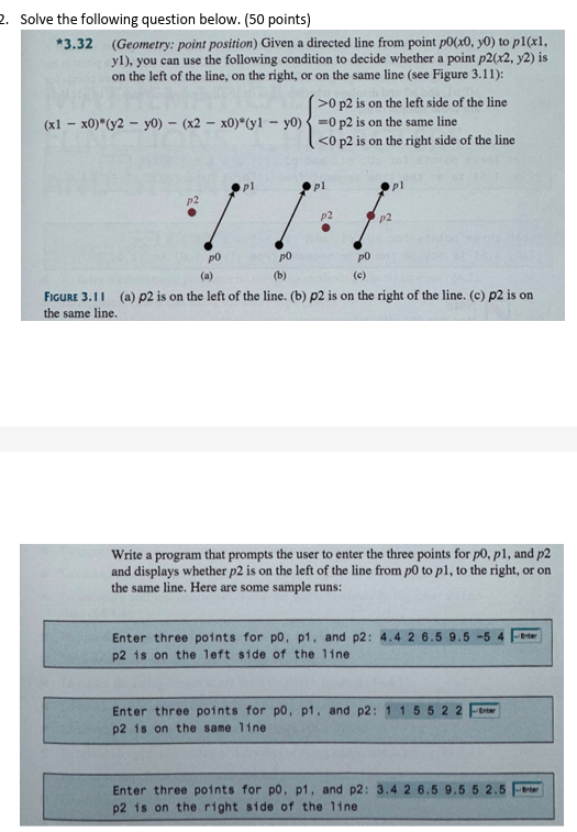 Solved *3.32 (Geometry: point position) ﻿Given a directed | Chegg.com