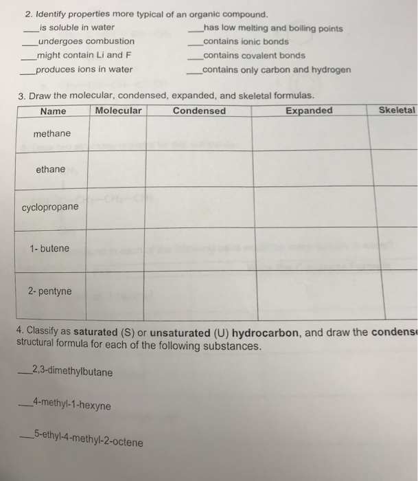 Solved 2. Identify properties more typical of an organic | Chegg.com