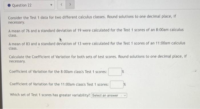 Solved Consider the Test 1 data for two different calculus | Chegg.com