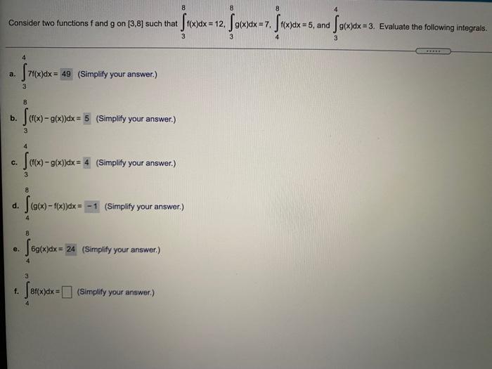 Solved 8 8 8 4 Consider two functions f and g on [3.8] such | Chegg.com
