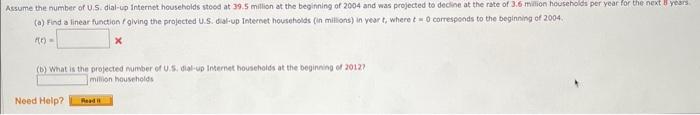 Solved Assume the number of U.S. dial-cp internet househalds | Chegg.com