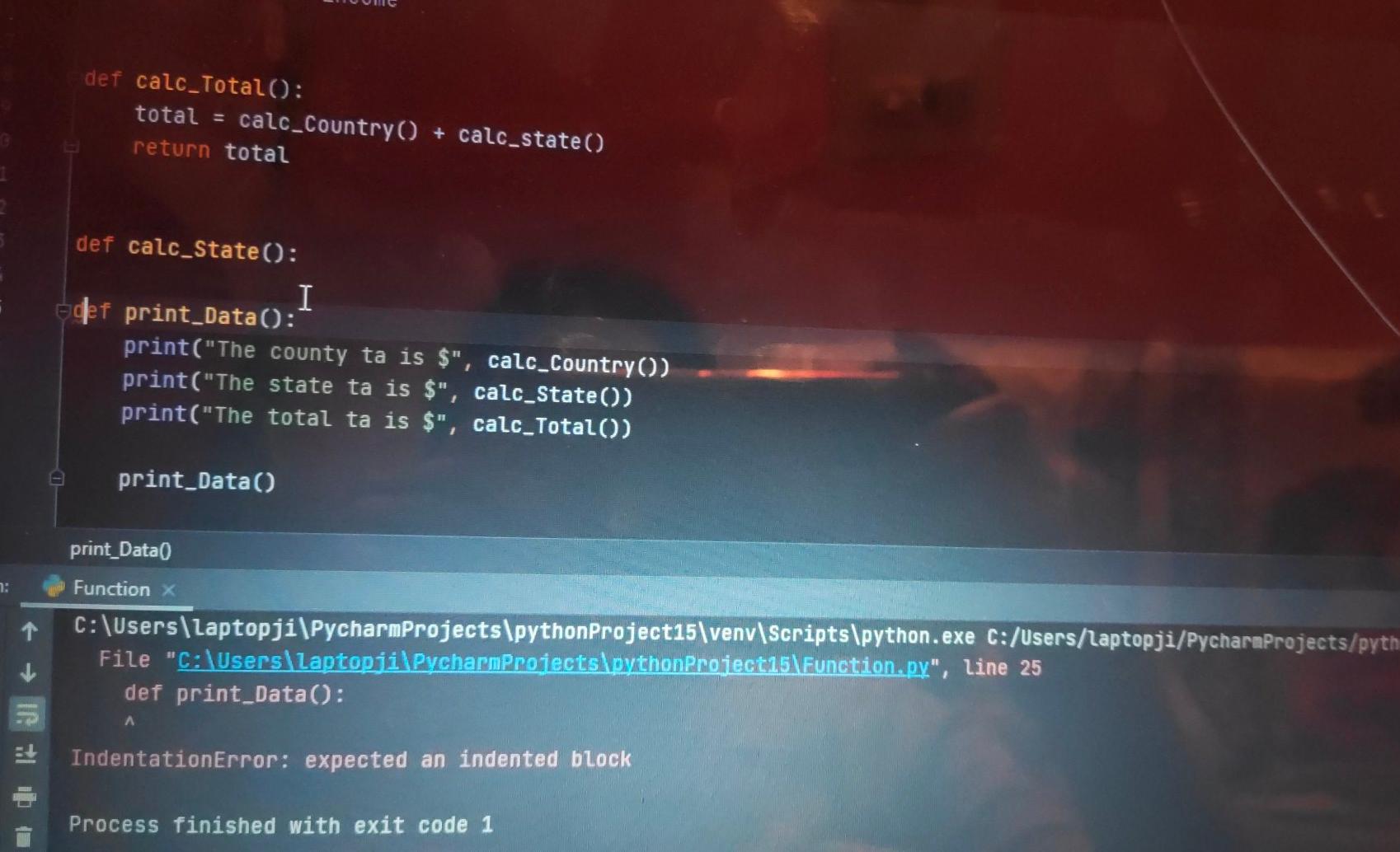 Solved def calc_Total(): total = calc_country() + | Chegg.com
