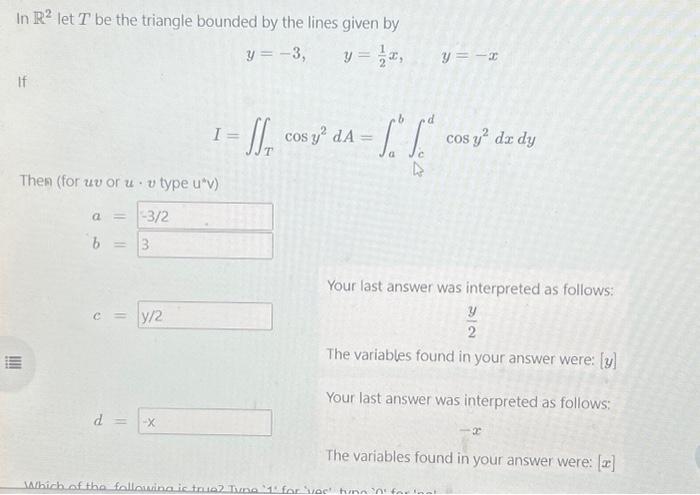 Solved In R2 let T be the triangle bounded by the lines | Chegg.com