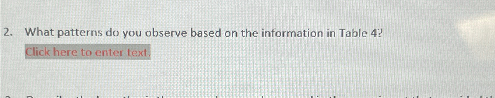 Solved What patterns do you observe based on the information | Chegg.com