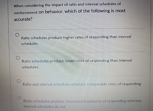 Solved When considering the impact of ratio and interval | Chegg.com