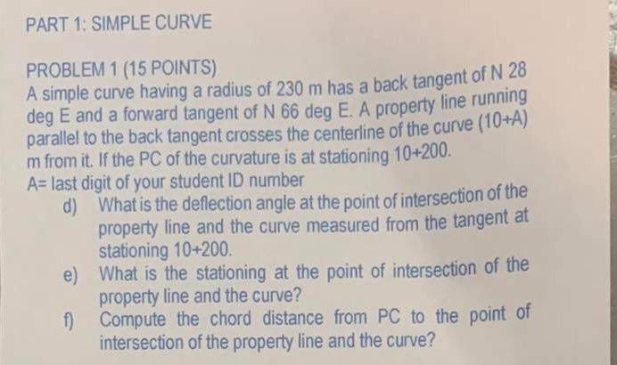Solved PROBLEM 1 (15 POINTS) A simple curve having a radius | Chegg.com