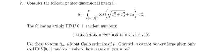 2 Consider The Following Three Dimensional Integral