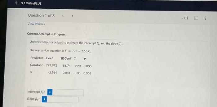 Solved Use the computer output to estimate the intercept β0 | Chegg.com