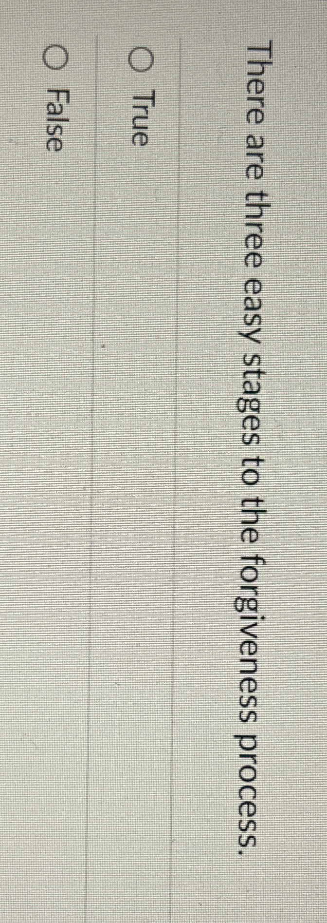 Solved There are three easy stages to the forgiveness | Chegg.com