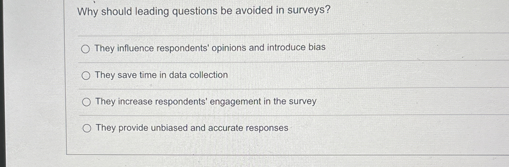 Solved Why should leading questions be avoided in | Chegg.com