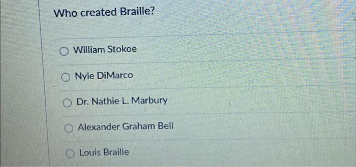 Who created Braille? William Stokoe Nyle DiMarco Dr. | Chegg.com