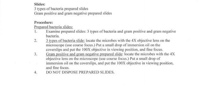 Solved Slides: 3 types of bacteria prepared slides Gram | Chegg.com