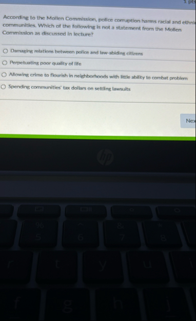 Solved 1 ﻿ptAccording to the Mollen Commission, police | Chegg.com