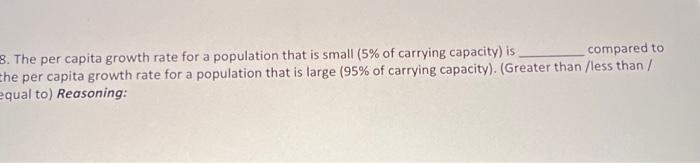 Solved The per capita growth rate for a population that is | Chegg.com