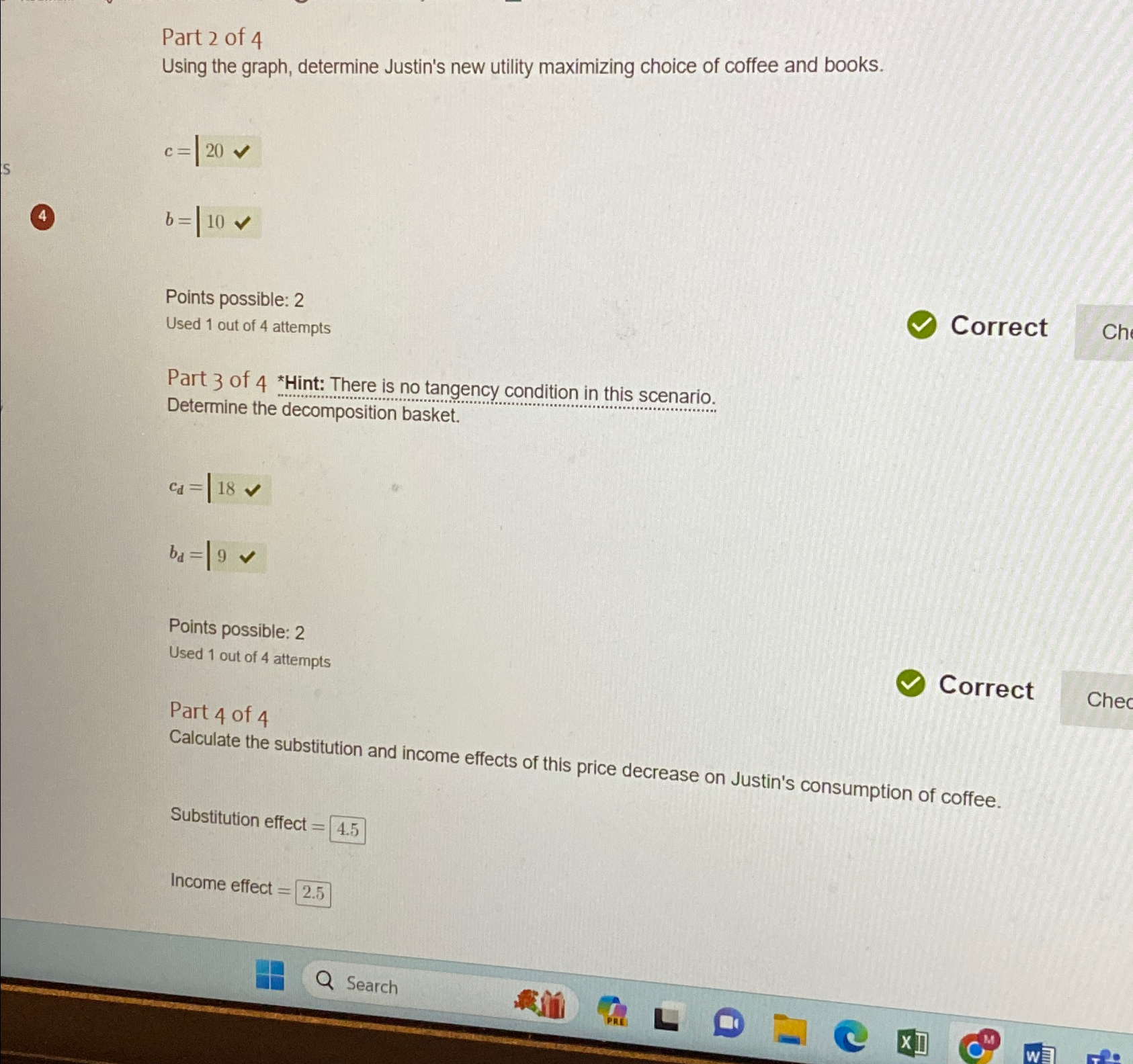 Solved Part 2 ﻿of 4Using the graph, determine Justin's new | Chegg.com
