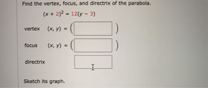 Solved Find the vertex, focus, and directrix of the | Chegg.com
