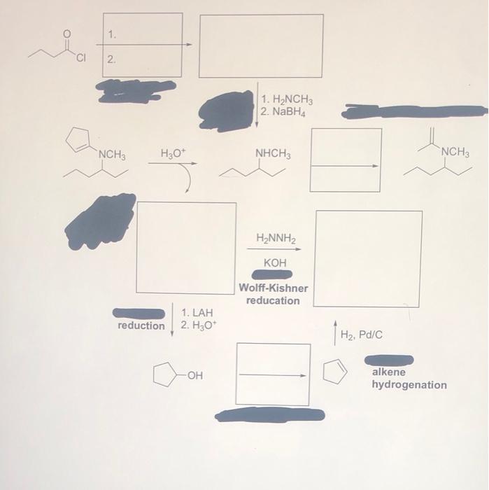 Solved 1. CI 2. 1. H2NCH3 2. NaBH4 NCH3 H30* NHCH3 NCH3 | Chegg.com