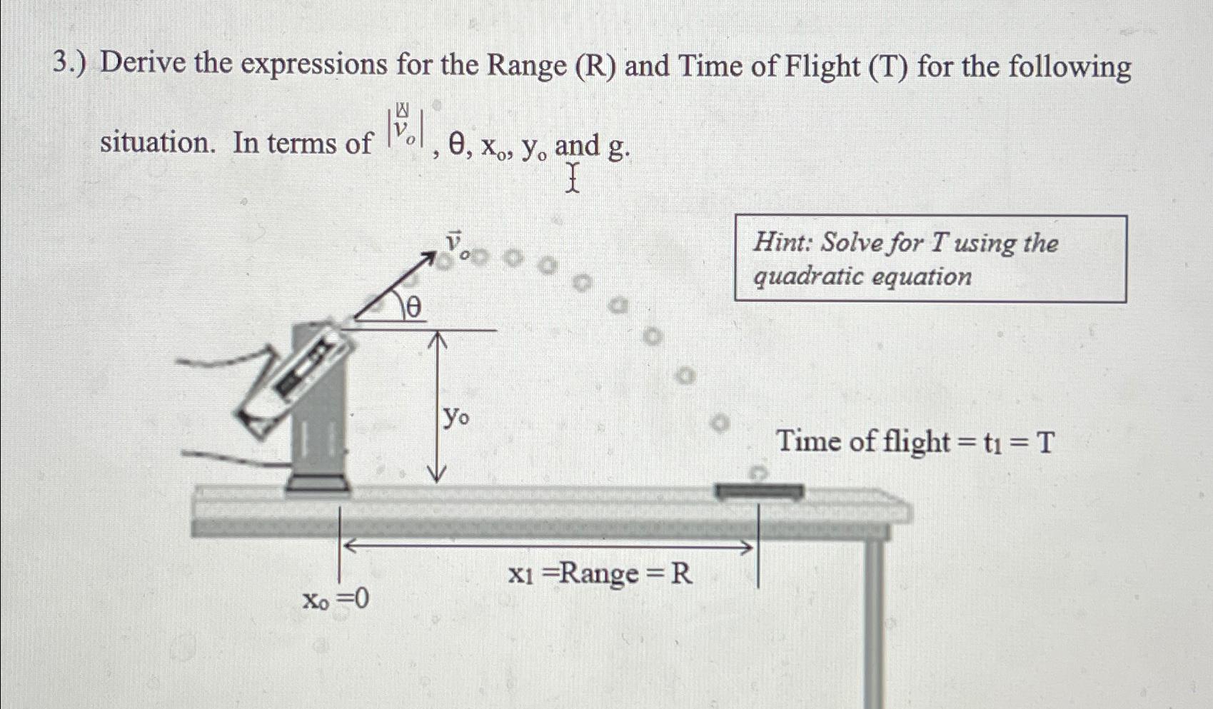 Solved 3.) ﻿Derive the expressions for the Range (R) ﻿and | Chegg.com
