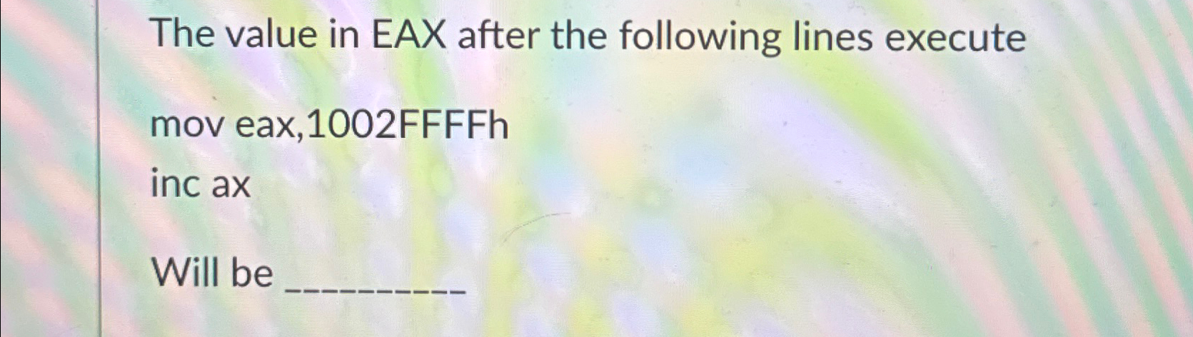 Solved The value in EAX after the following lines execute | Chegg.com