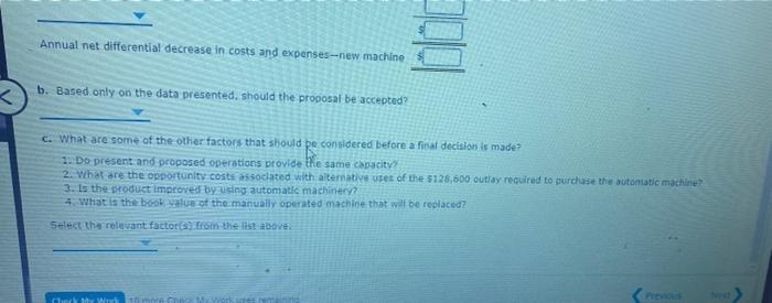 Solved Differential Analysis Report for Machine Replacement | Chegg.com
