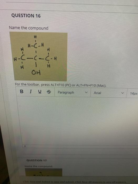 Solved QUESTION 16 Name the compound H H-C-H H-C-(CH H H H H | Chegg.com