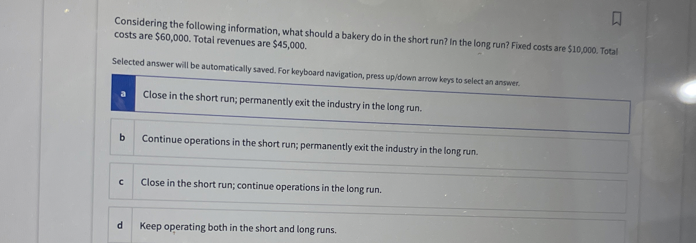 Solved Considering the following information, what should a | Chegg.com