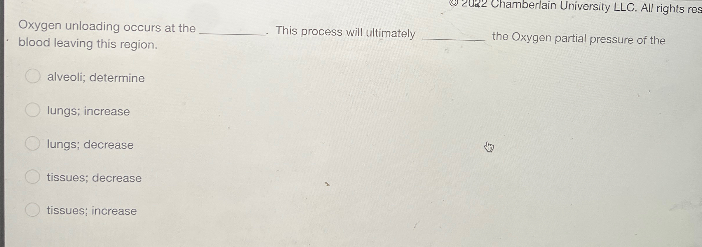 Solved Oxygen unloading occurs at the blood leaving this | Chegg.com