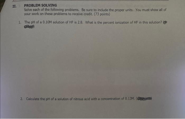 Solved II. PROBLEM SOLVING Solve each of the following | Chegg.com
