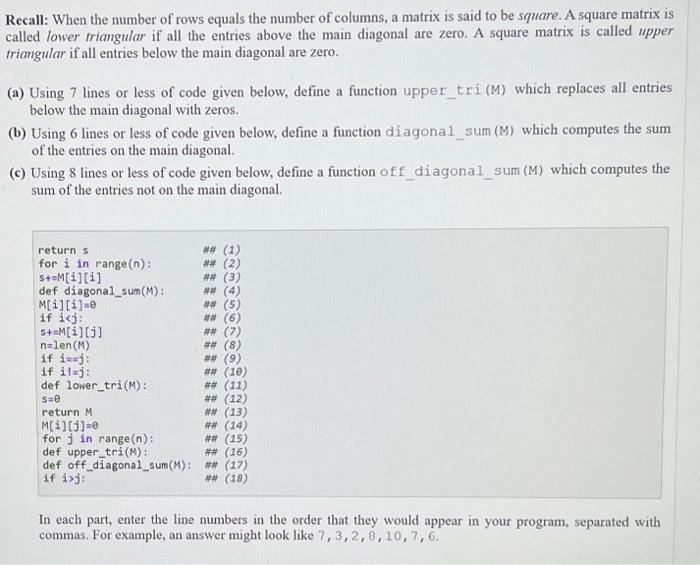 Solved Recall: When the number of rows equals the number of | Chegg.com