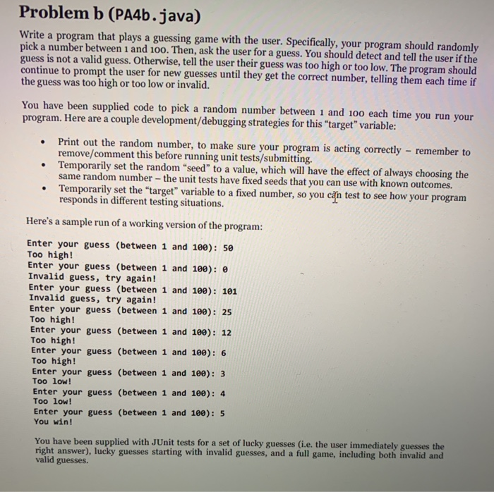 Solved Problem a (PA4a.java) Write a program that deals with | Chegg.com