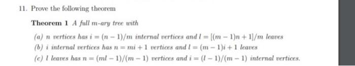 Solved 1. Prove the following theorem Theorem 1 A full m-ary | Chegg.com
