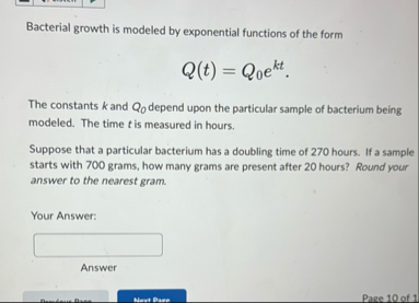 Solved Bacterial growth is modeled by exponential functions | Chegg.com