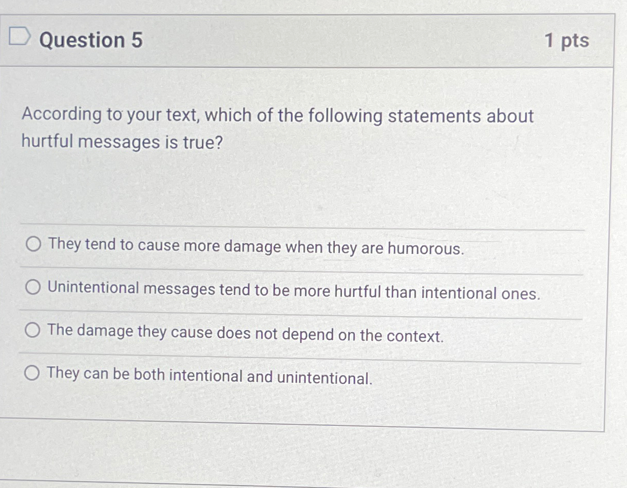 Solved Question 51ptsAccording to your text, which of the | Chegg.com