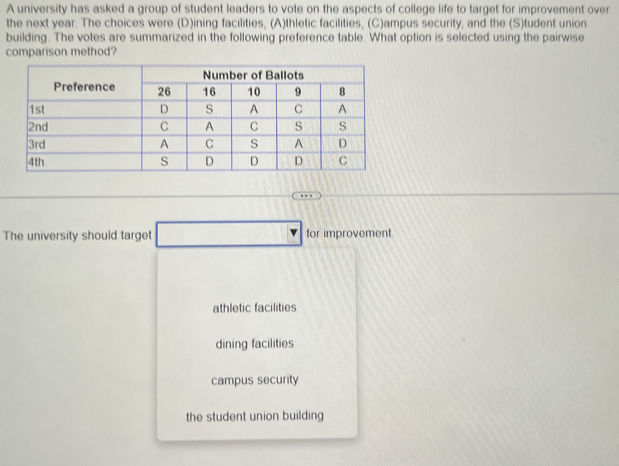 Solved A university has asked a group of student leaders to | Chegg.com