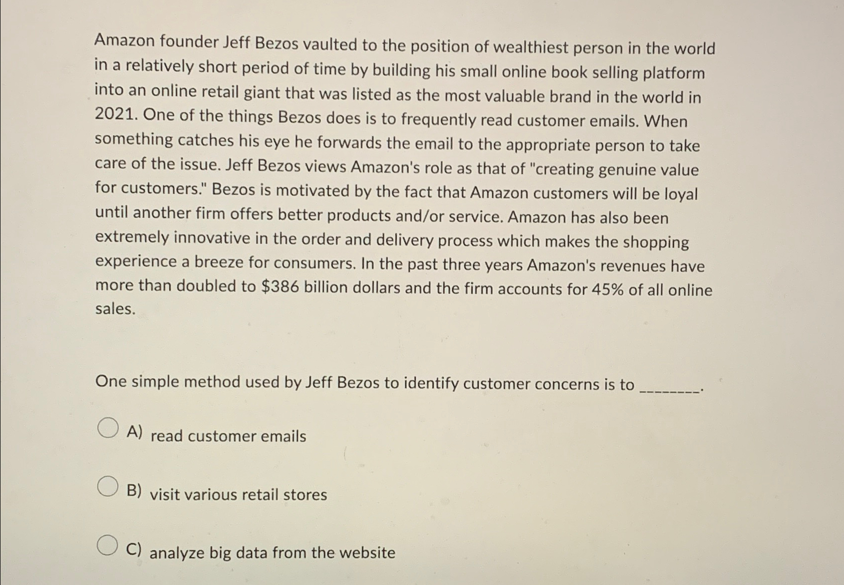 Solved Amazon founder Jeff Bezos vaulted to the position of | Chegg.com