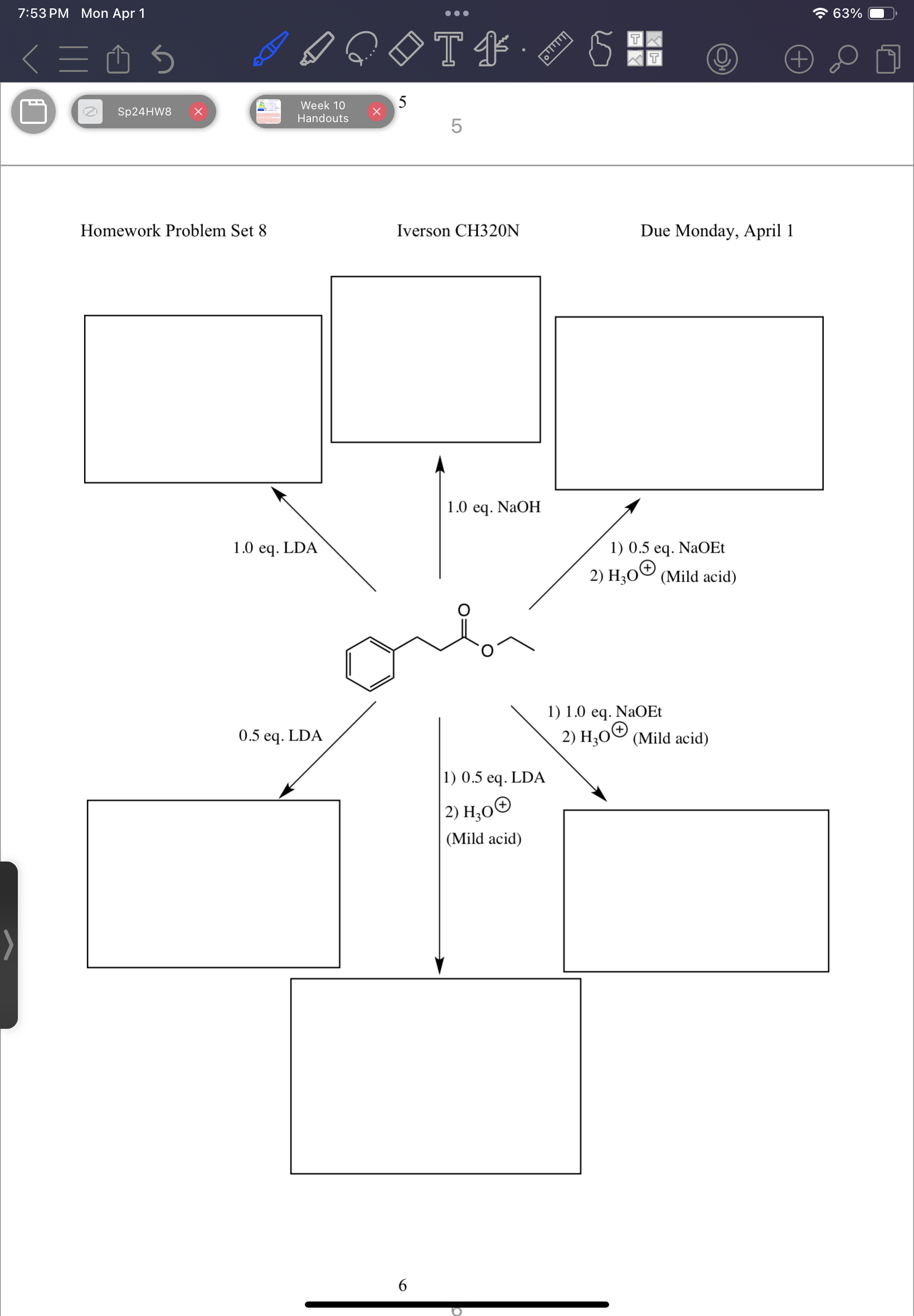 7:53 ﻿PM Mon Apr 1(1)จ 63%く 三ゅSp24HW8Week | Chegg.com