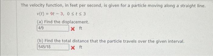 Solved The velocity function in feet per second is given for | Chegg.com